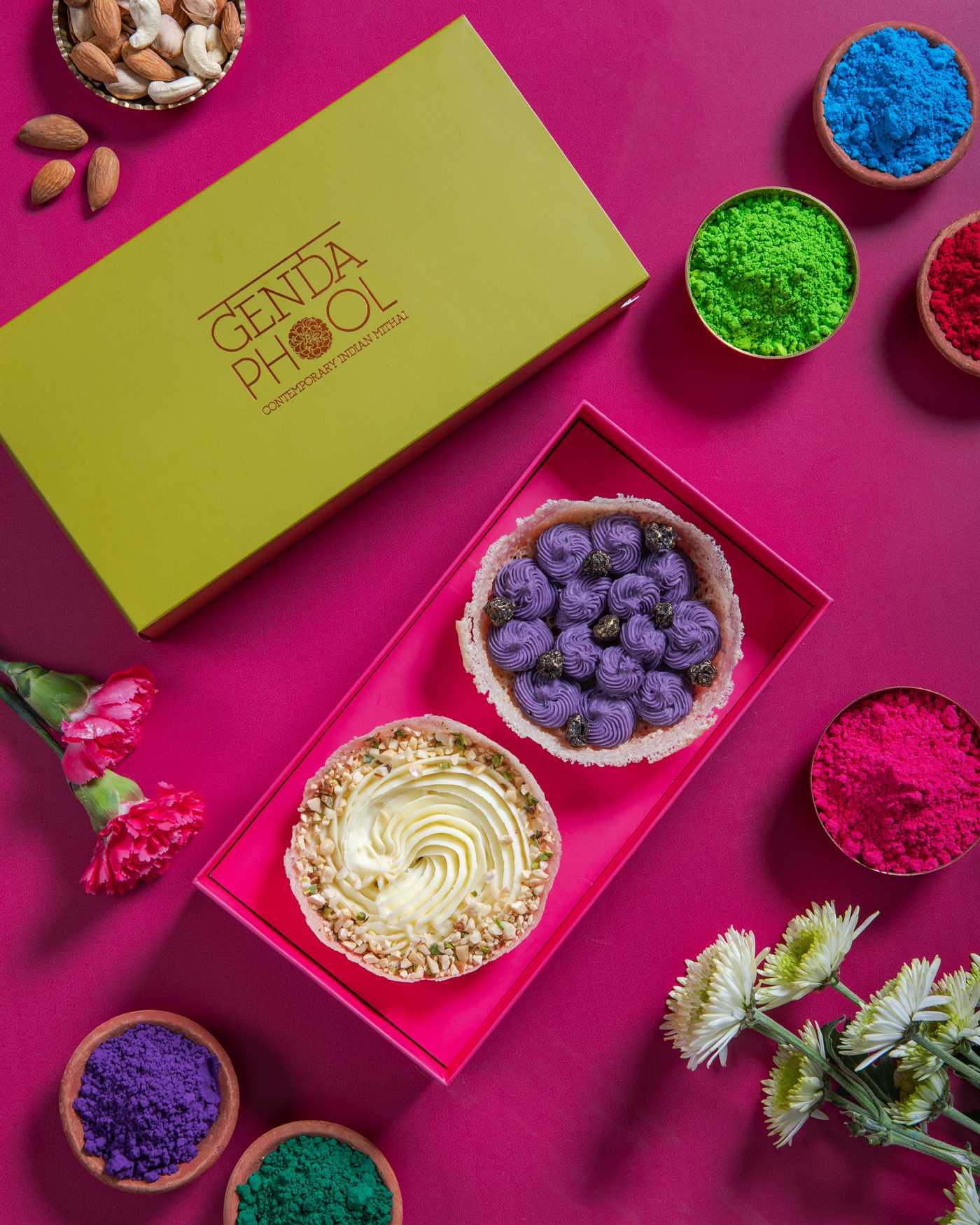 Indulgent Ghewar Box : Nutty Malai and Blueberry Ghewar